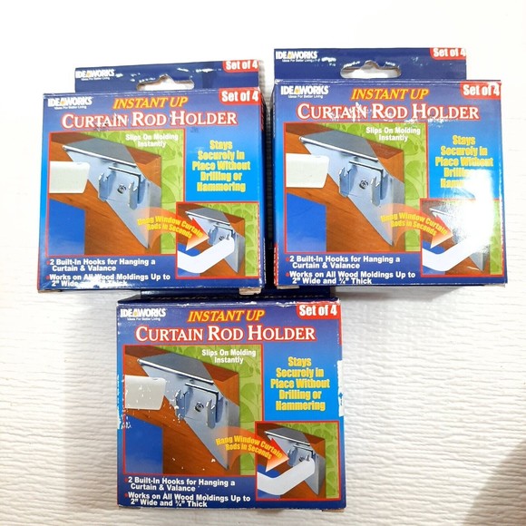 Other | Ideaworks Instant Up Curtain Rod Holders No Drill No Hammer Set ...